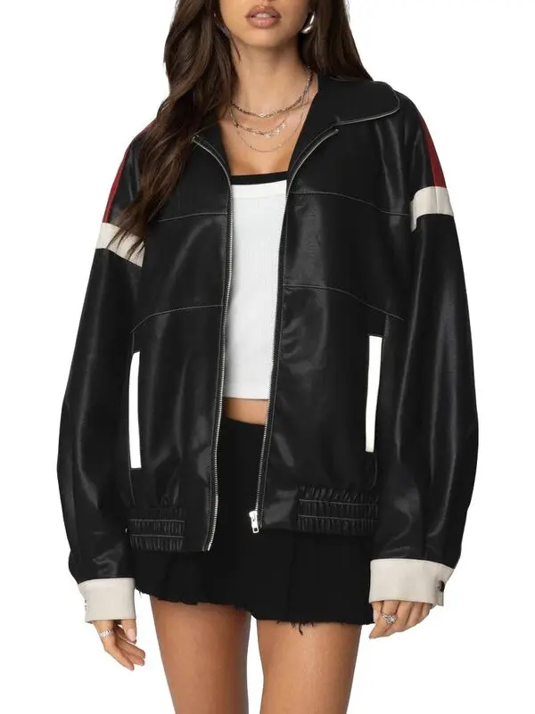 EDIKTED North Star Faux Leather Bomber Jacket - Mix