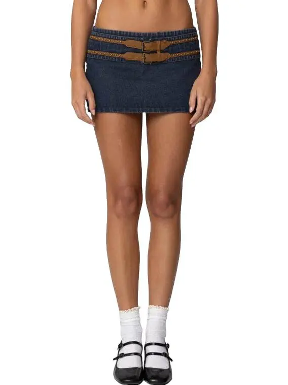 EDIKTED Skye Denim Miniskirt - Blue