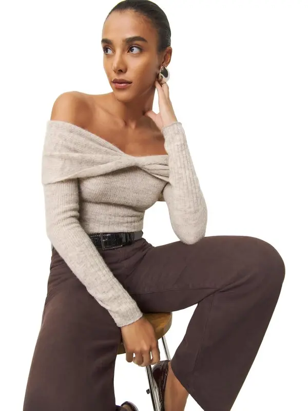 REFORMATION Twist Front Sweater - Brown