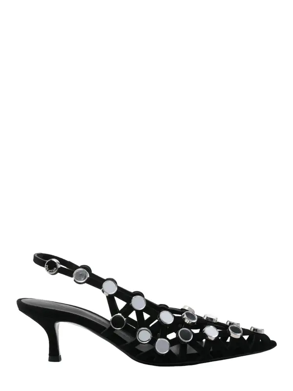 Attico 50mm Grid Slingback Pumps - Black