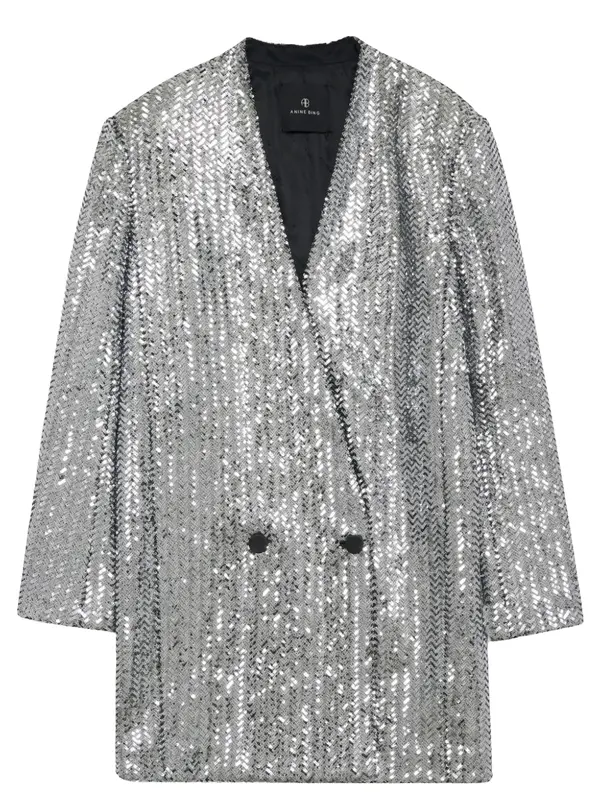 ANINE BING Veneda Sequined Dress - Silver