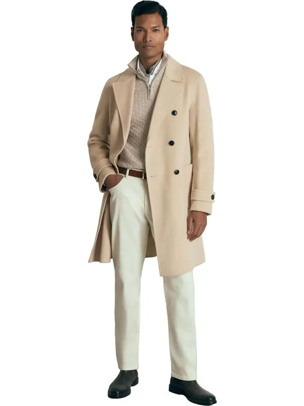 REISS Genoa Atelier Wool-cashmere Double-breasted Coat - Camel