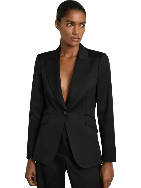 REISS Millie Single-breasted Tailored Blazer - Black