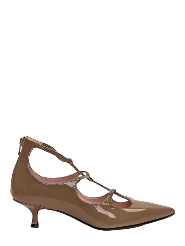 ANNA F. 40mm Patent-leather Pumps - Brown