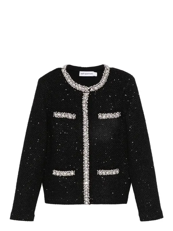 SELF-PORTRAIT Sequin-knit Jacket - Black