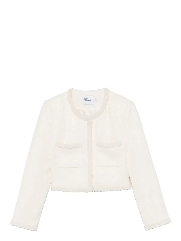 SELF-PORTRAIT Bouclé Jacket - White