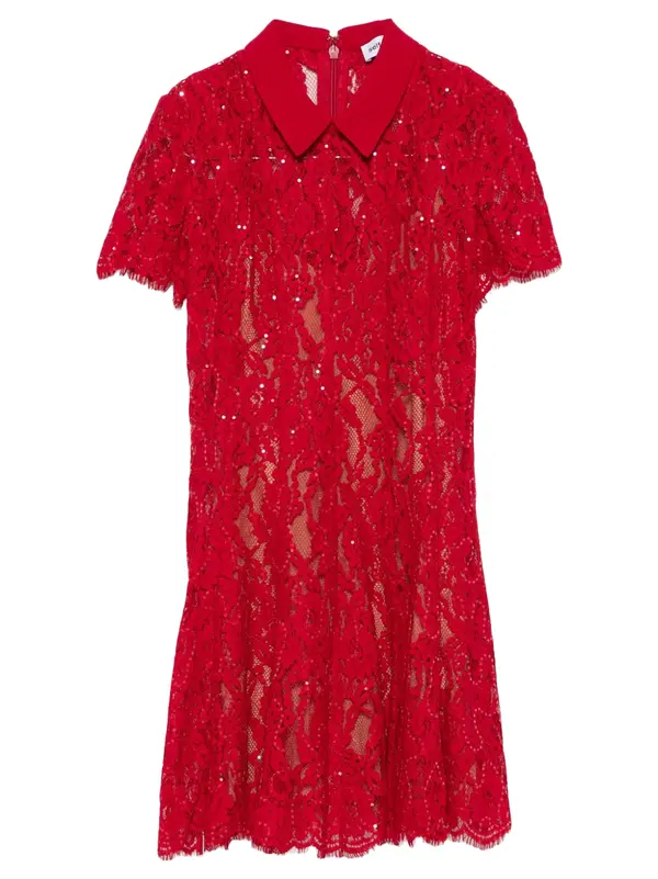 SELF-PORTRAIT Sequin Lace Mini Dress - Red