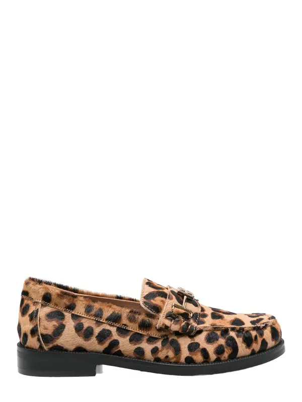 BIBI LOU Tina Leopard Print Loafers - Brown
