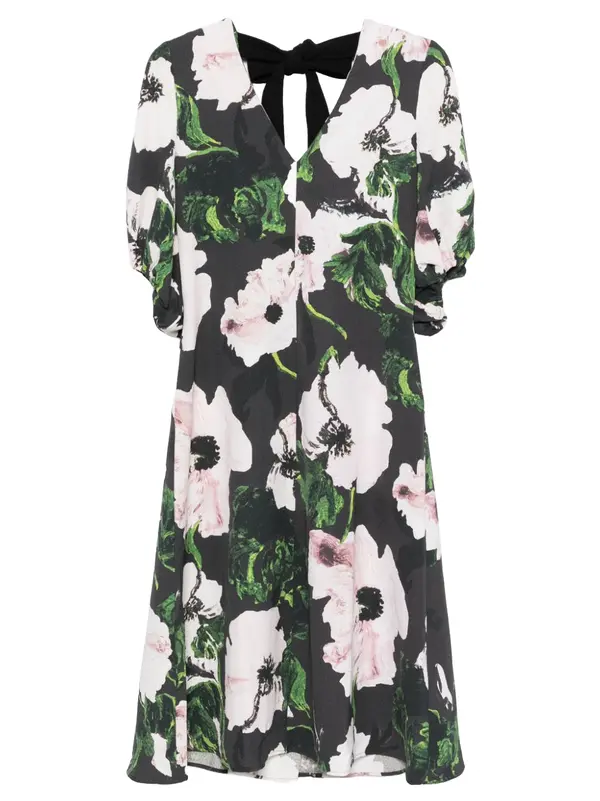 Stine Goya Windflower Volume-sleeves Midi Dress - Black