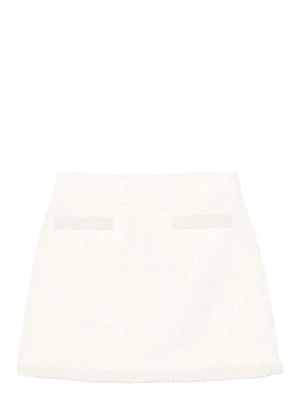 SELF-PORTRAIT Bouclé Mini Skirt - Neutrals