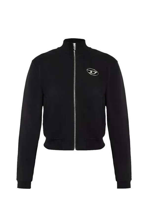 DIESEL® Zip-up Sweatshirt With Cut-out Logo - Black