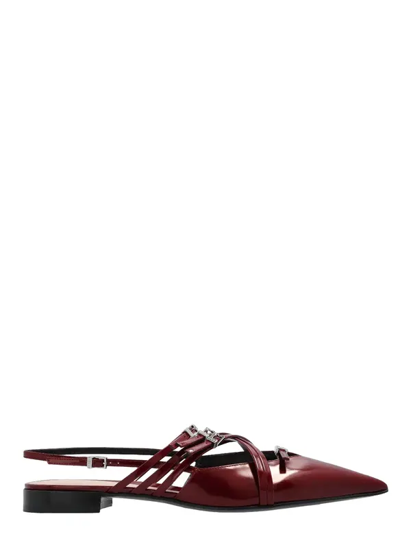 Gucci Leather Strappy Ballerina Shoes - Red