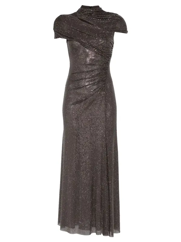 SELF-PORTRAIT Rhinestone Cut-out Midi Dress - Grey