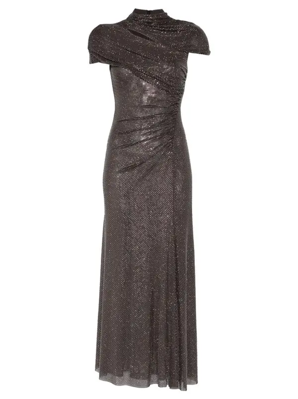 SELF-PORTRAIT Rhinestone Cut-out Midi Dress - Grey