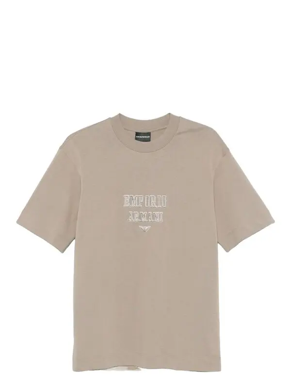 Emporio Armani Logo-embroidered T-shirt - Brown