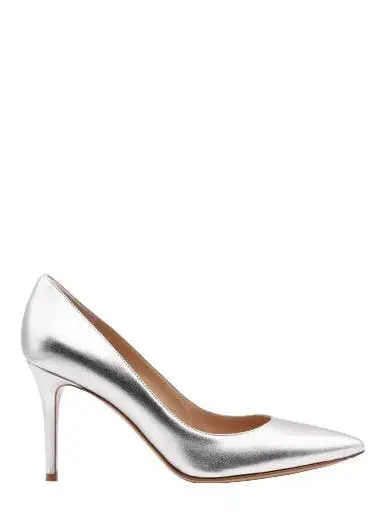 GIANVITO ROSSI 85 Pumps - Metallic Silver Nappa