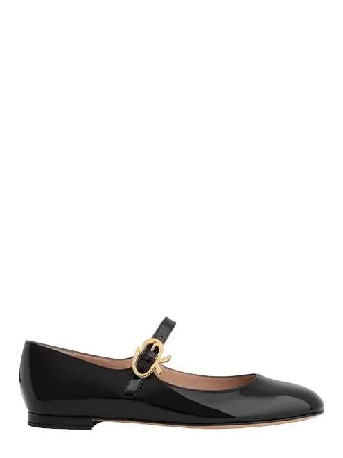 GIANVITO ROSSI Mary Ribbon Ballerina - Black