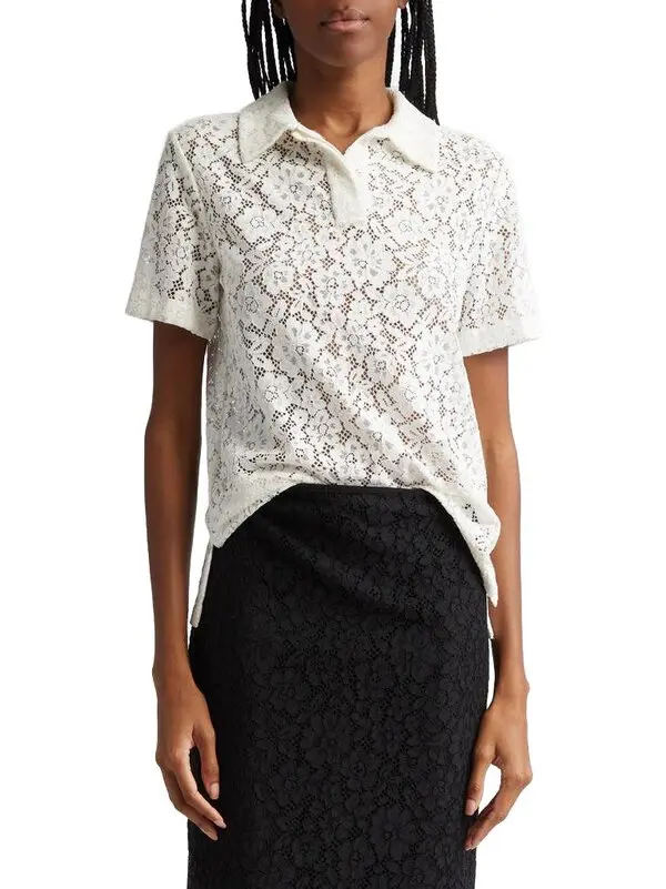 Proenza Schouler Kennedy Floral Lace Polo - Off White