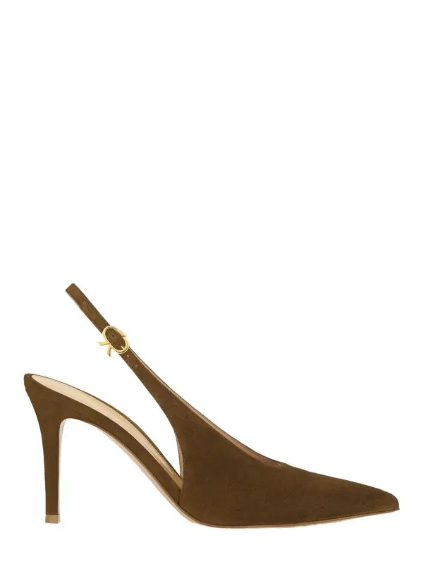 GIANVITO ROSSI Robbie Slingback - Brown Suede Leather