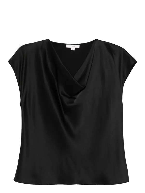 Vince Silk Cowl-neck Blouse - Black