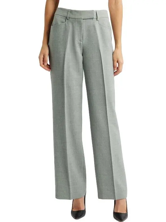 TAHARI ASL Bird Eye Straight Leg Trousers - Eucalyptus