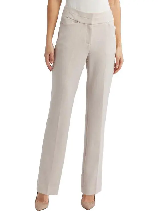 TAHARI ASL Twill Flare Pants - Oatmeal