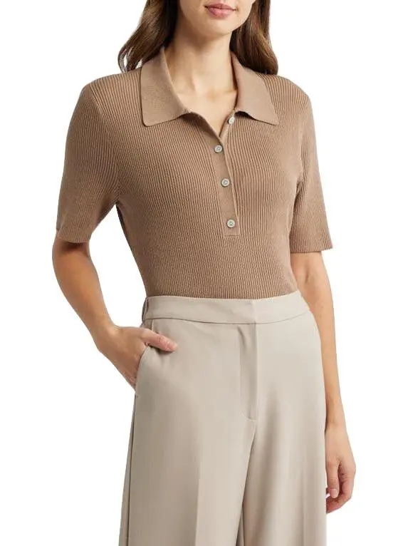 TAHARI ASL Rib Polo - Latte