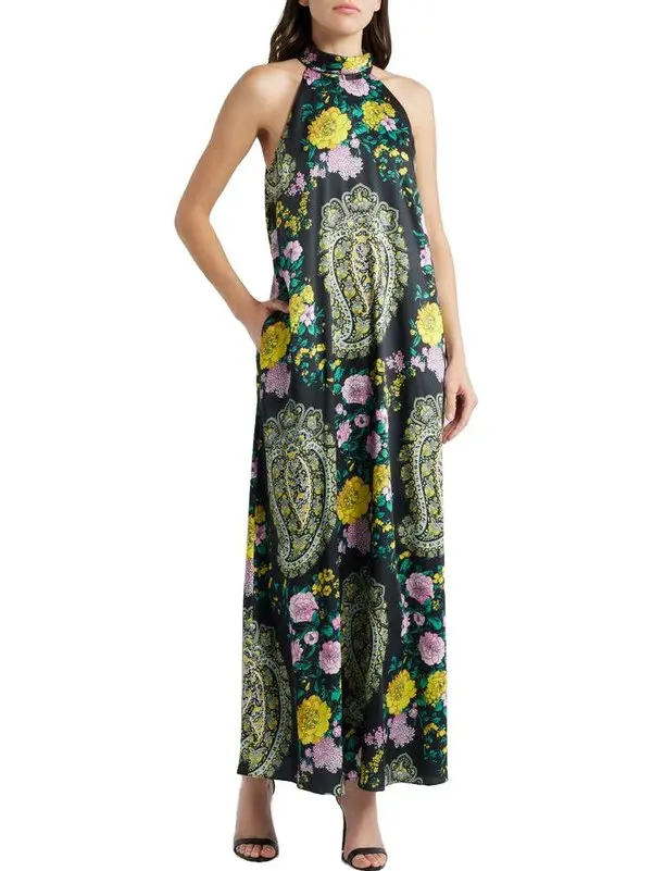 Kobi Halperin Genesis Halter Maxi Dress - Black Multi