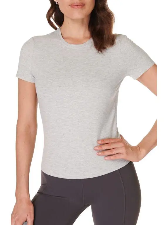 Sweaty Betty Essential Sculpt Tee - Light Grey Marl