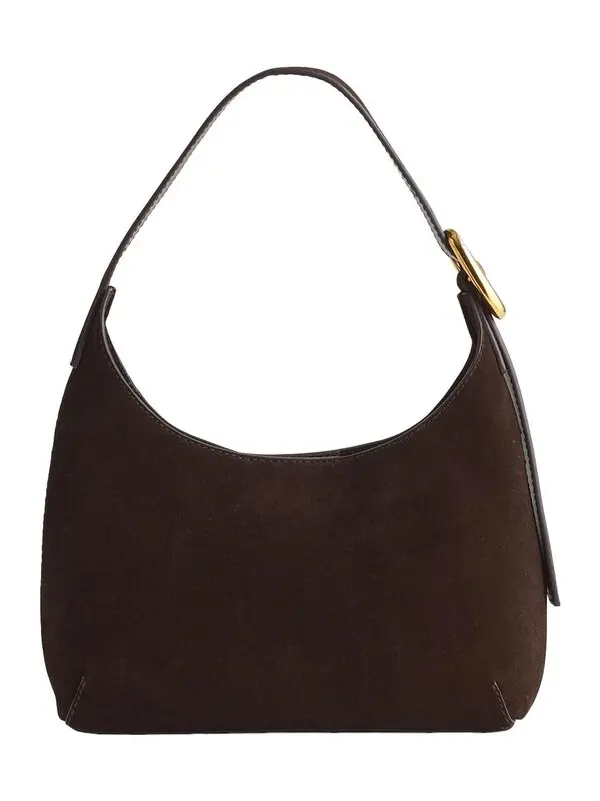 Madewell Sculptural Buckle Suede Shoulder Bag - Dark Carob