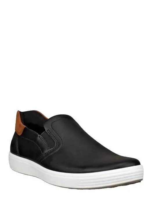 Ecco Soft 7 Slip-on Sneaker - Black/ Cognac