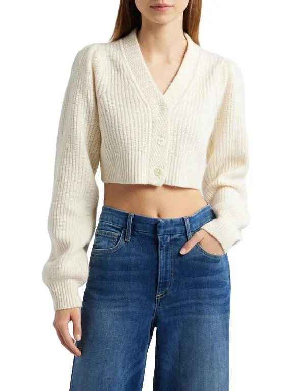 LoveShackFancy Avignon Wool & Cashmere Crop Cardigan - Ivory