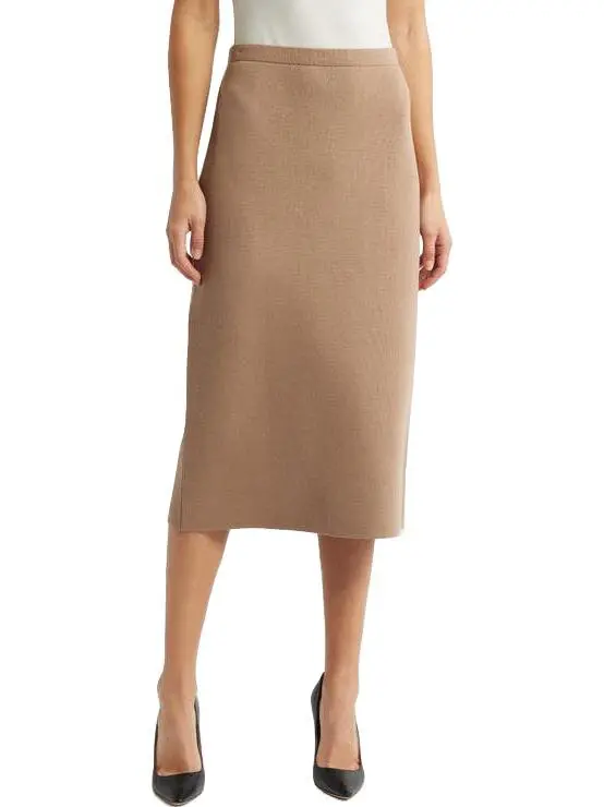 TAHARI ASL Knit Midi Skirt - Clay