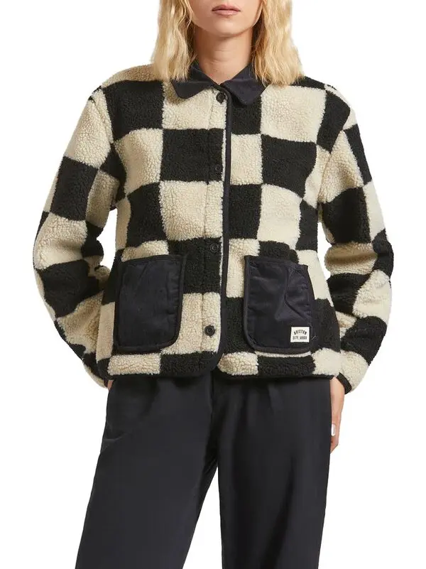 Brixton Delilah Plaid Fleece Jacket - Black/natural Finish Line Chec