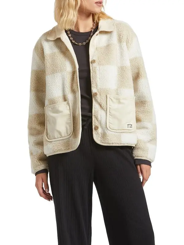 Brixton Delilah Plaid Fleece Jacket - White Natural Finish Line Chec