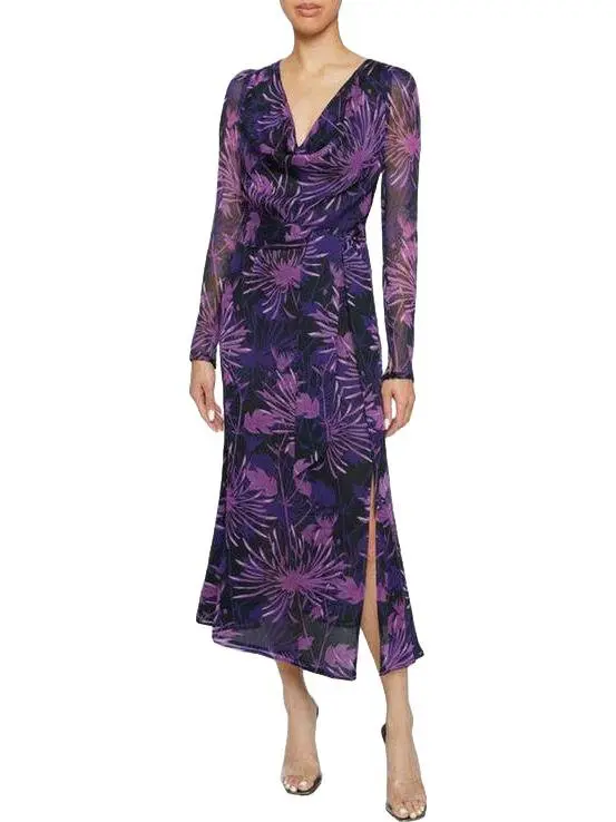 Santorelli Piper Cowl Neck Dress - Cool Purple