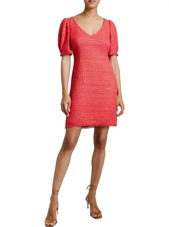 Santorelli Bianca Tweed Shift Dress - Vermilion