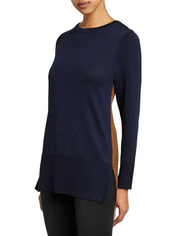 Santorelli Tori Color Block Knit Sweater - Space Blue