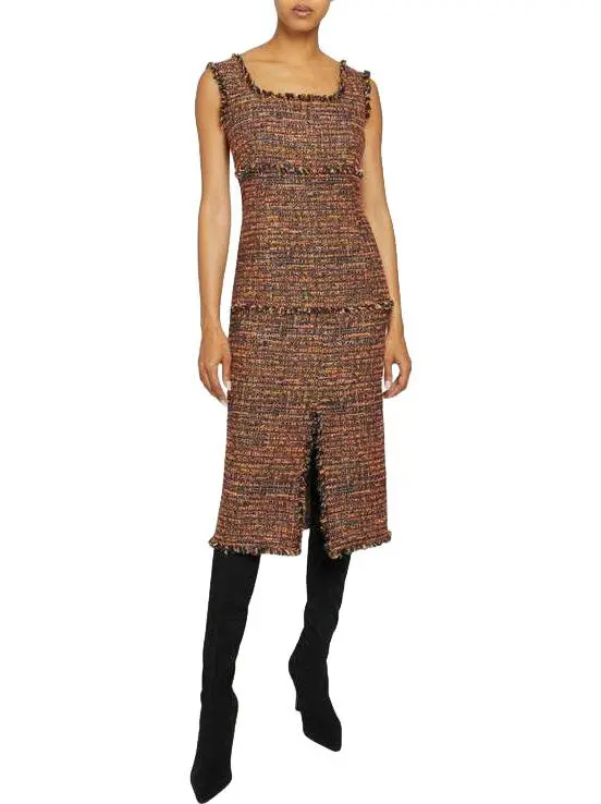 Santorelli Faye A-line Tweed Sheath Dress - Orange Glow