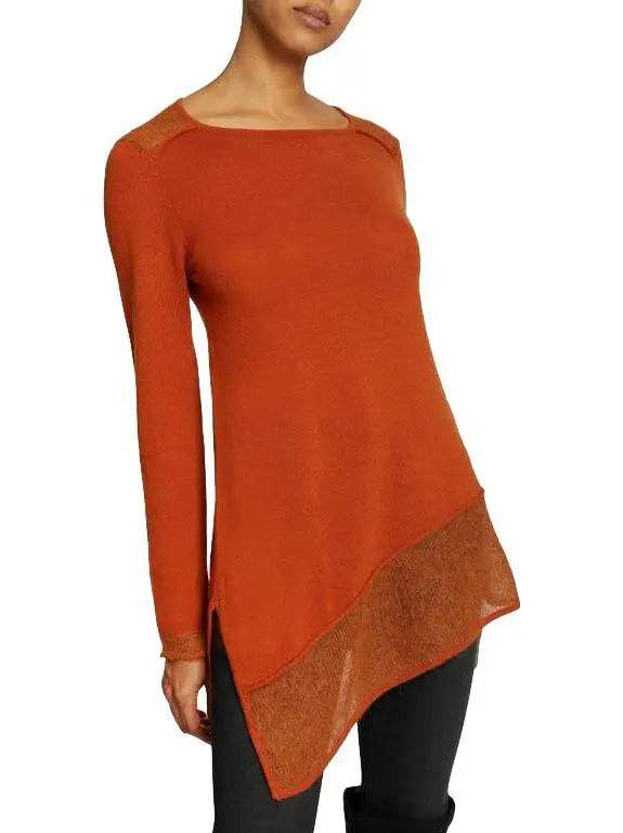 Santorelli Wella Asymmetrical Knit Sweater - Sedona Orange