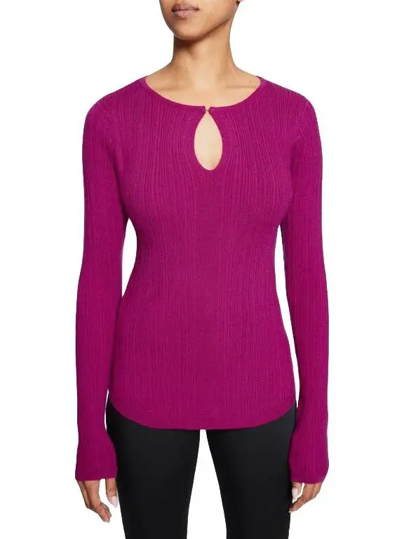 Santorelli Charlene Ribbed Merino Wool Knit Top - Magenta