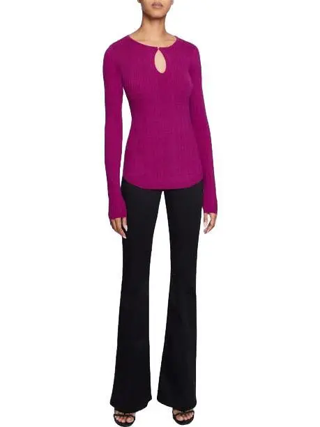 Santorelli Charlene Ribbed Merino Wool Knit Top - Magenta