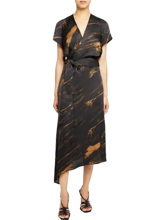 Santorelli Haley Abstract Crepe Midi Dress - Black