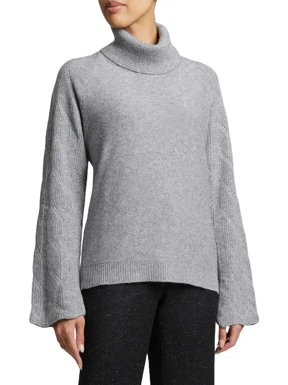 Santorelli Dana Cowl Neck Bell Sleeve Sweater - Grey