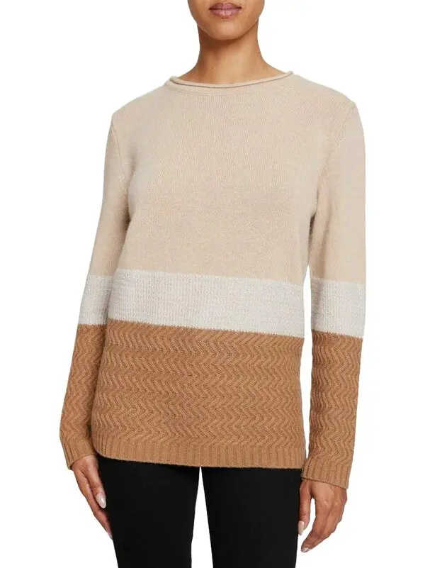 Santorelli Dora Color Block Sweater - Beige