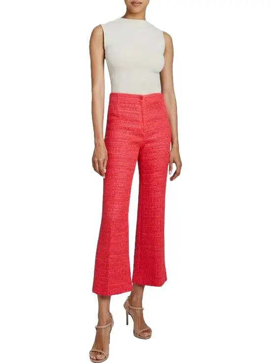Santorelli Liza Ankle Flared Tweed Pants - Vermilion