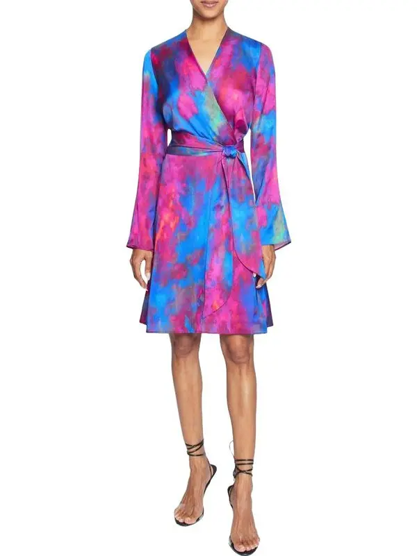 Santorelli Kayden Printed Charmeuse Fit And Flare Dress - Magenta Multi