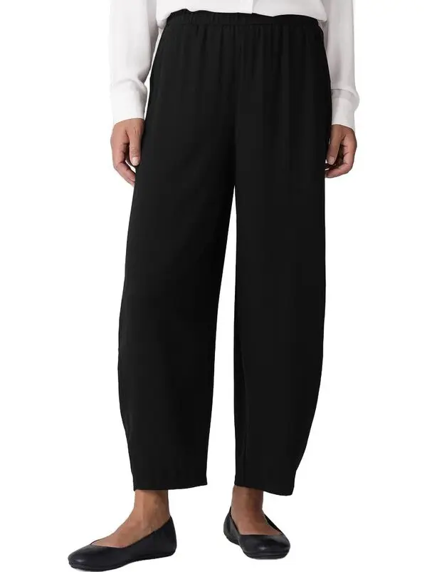 Eileen Fisher Silk Lantern Ankle Pant - Black