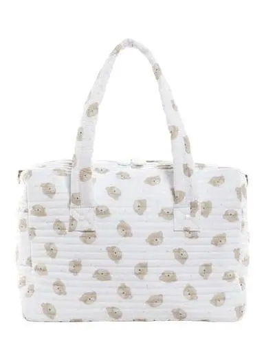 TRVL DESIGN Quilted Teddy Bear Stroller Bag - White