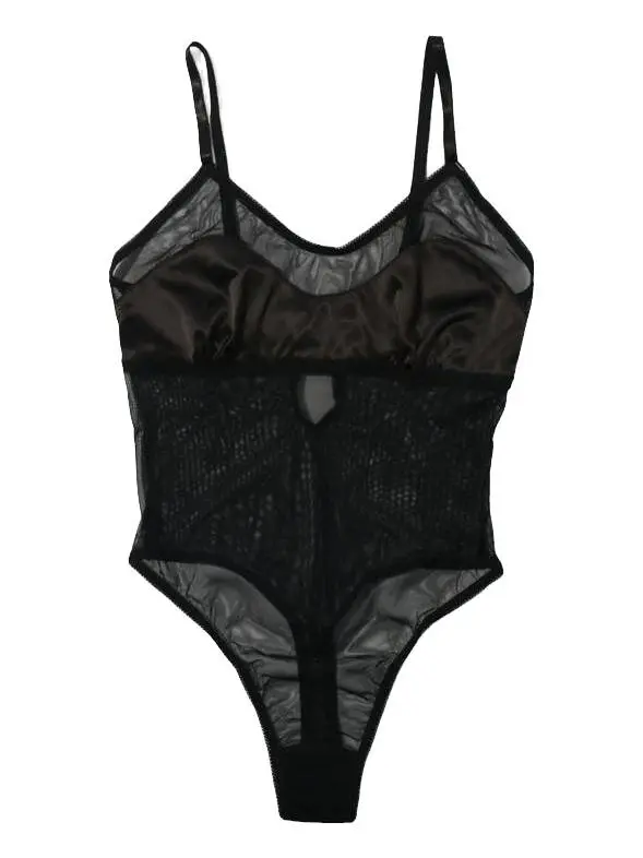 Hanky Panky Sheer Mesh Thong Bodysuit - Black
